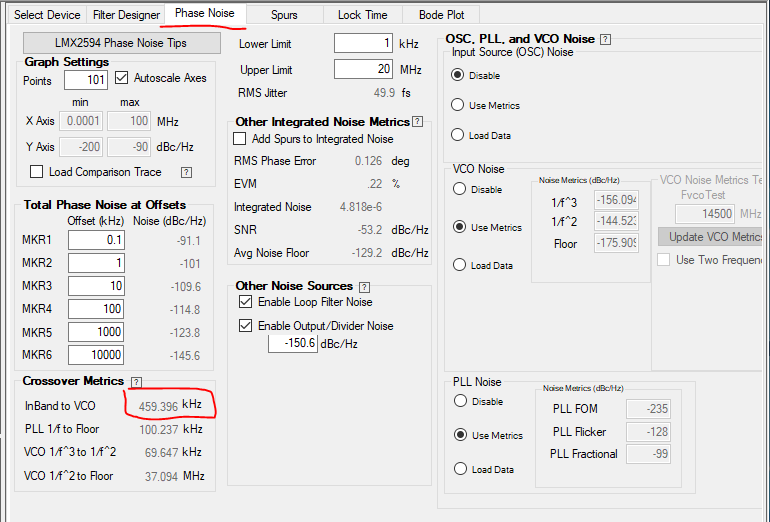 Lmx2594evm Pllatinum Simulation Tool Loop Filter Disign Clock And Timing Forum Clock