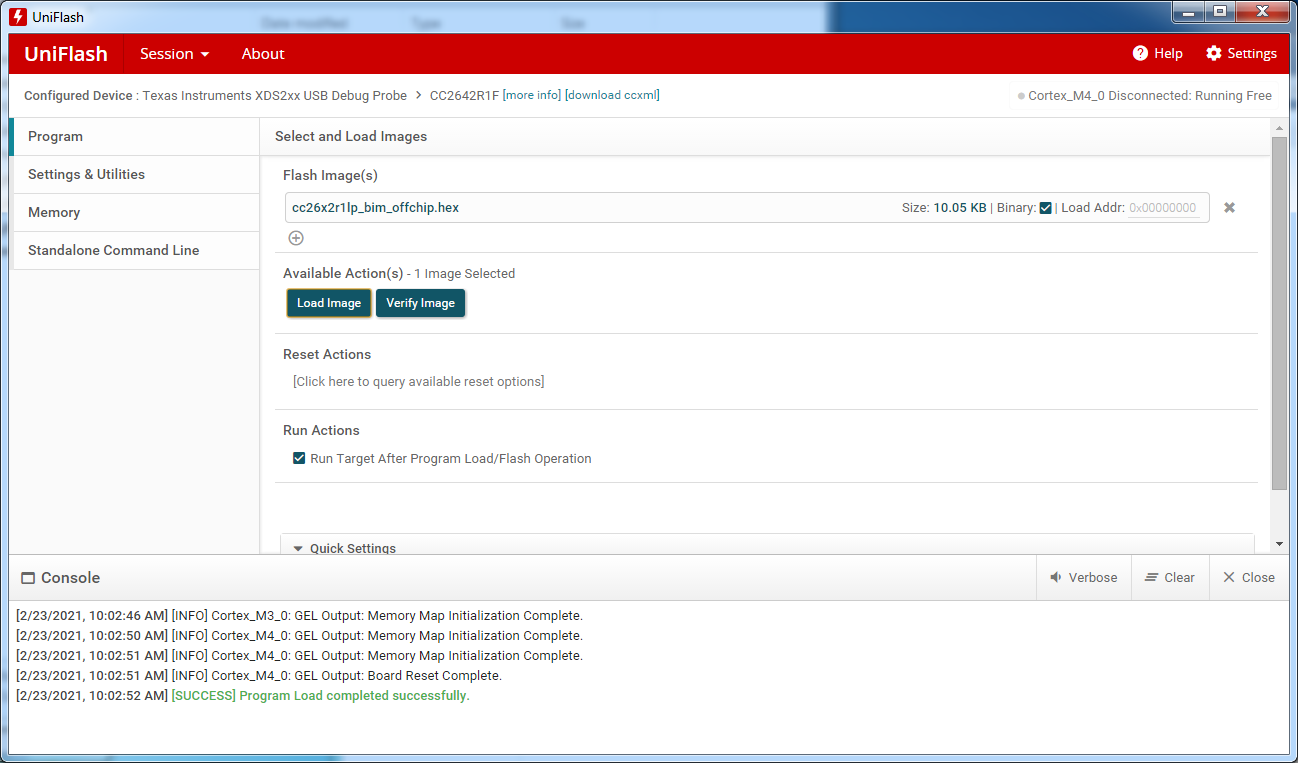 Cc2642r Simpleperipheraloadoffchip Project Doesnt Run On Pwr Up
