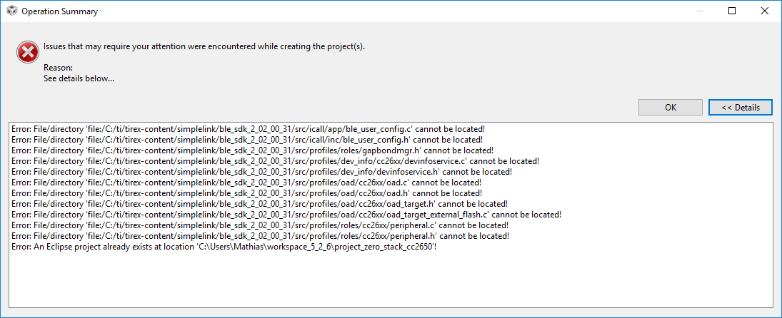 ProjectZero cannot be imported . Sensortag Cc2650 - Bluetooth forum ...