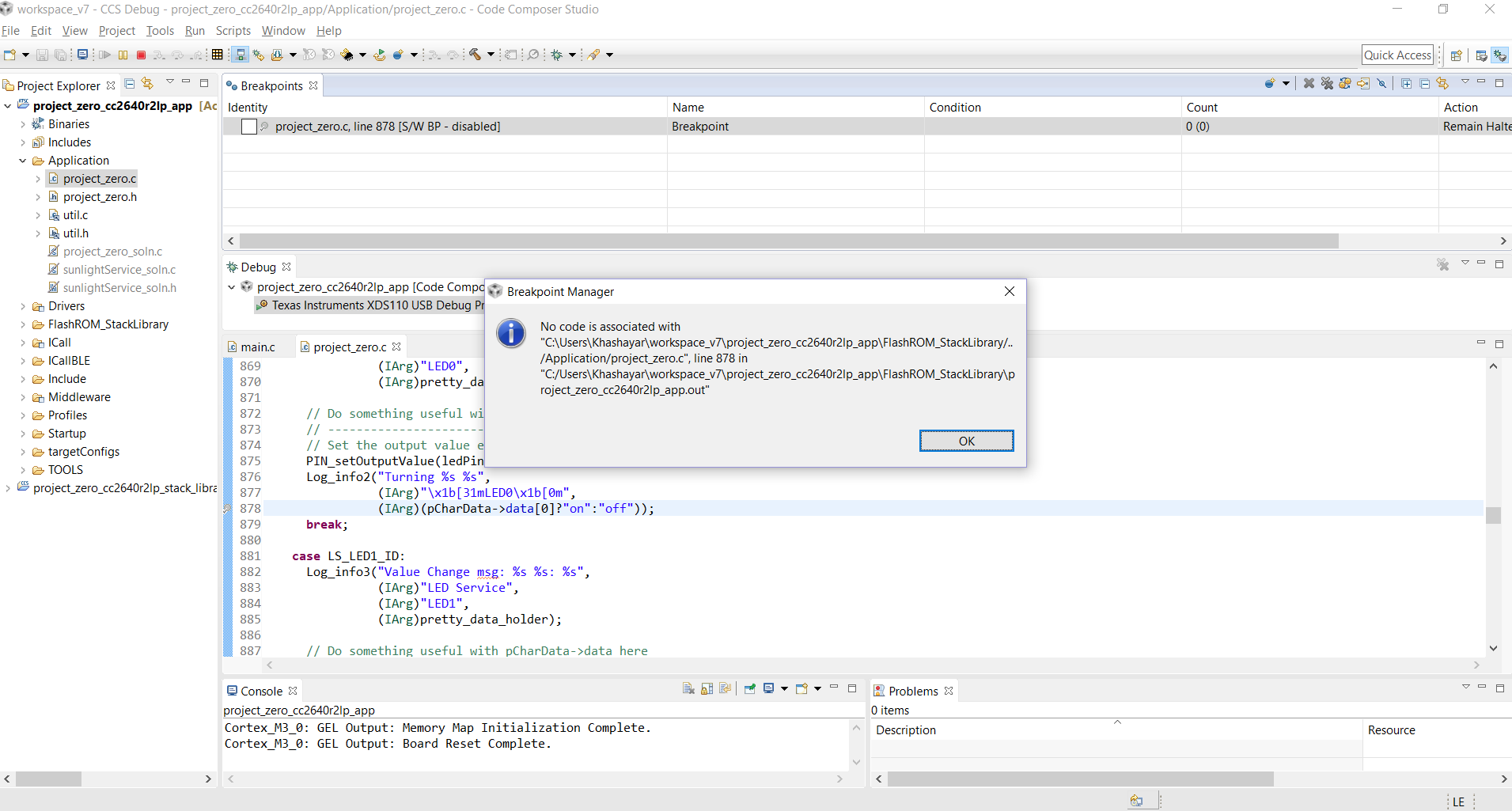 Launchxl Cc2640r2 Project0 Issue The Project Doesnt Have Target Type Bluetooth Forum