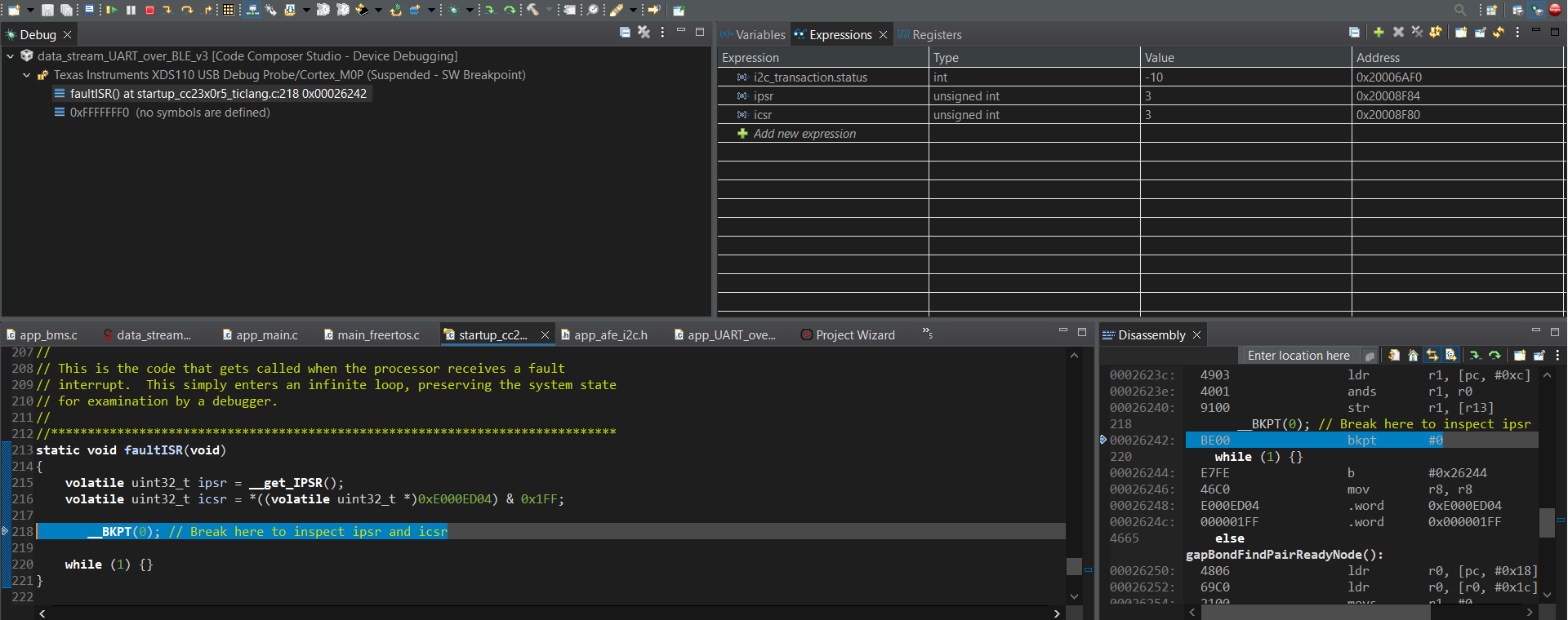 CC2340R5: faultISR Error with I2C (data_stream_LP_EM_CC2340R5_freertos ...