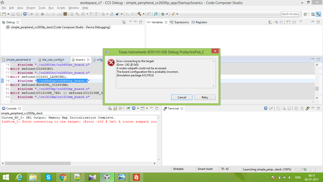 CC2650MODA: Uploading Hex files in CC2650MODA by using XDS110 (Default debugger from sensortag ...