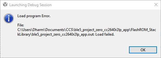 CCS/LAUNCHXL-CC2640R2: Load Program Error - Bluetooth forum - Bluetooth®︎ - TI E2E support forums