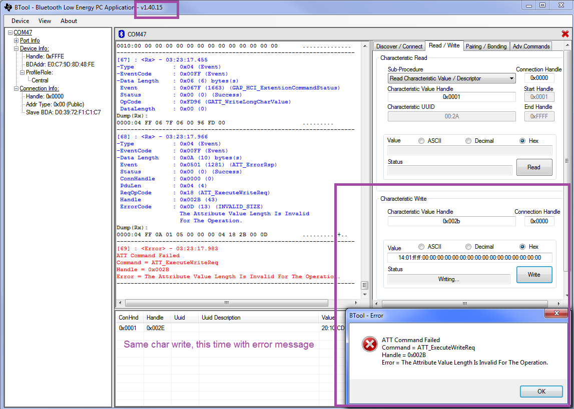 BTool inconsistent behavior - Bluetooth forum - Bluetooth®︎ - TI E2E ...