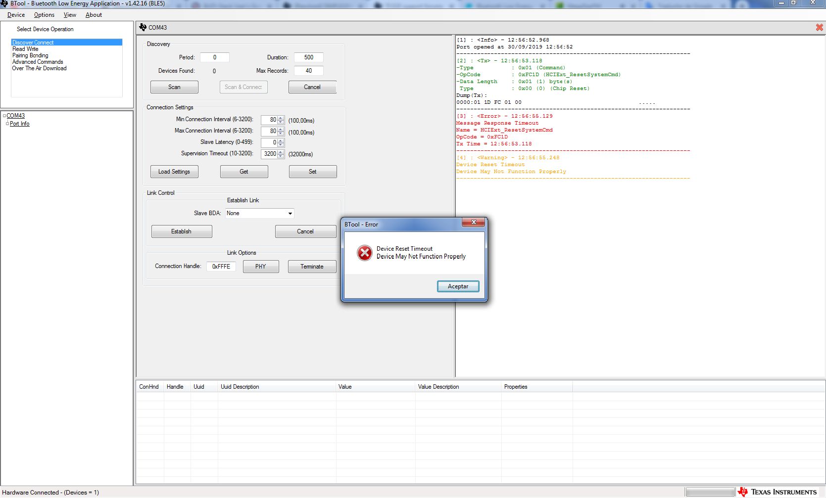 LAUNCHXL-CC1352R1: Btool HCIExt_ResetSystemCmd - Bluetooth forum - Bluetooth®︎ - TI E2E support ...