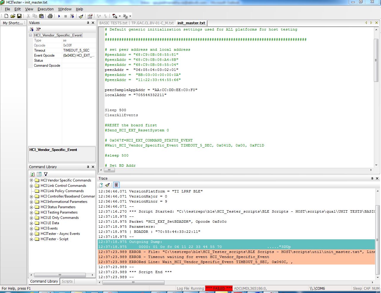 Cc2650 The Hci Tester Is Failing At Waithcivendorspecificevent Bluetooth Forum