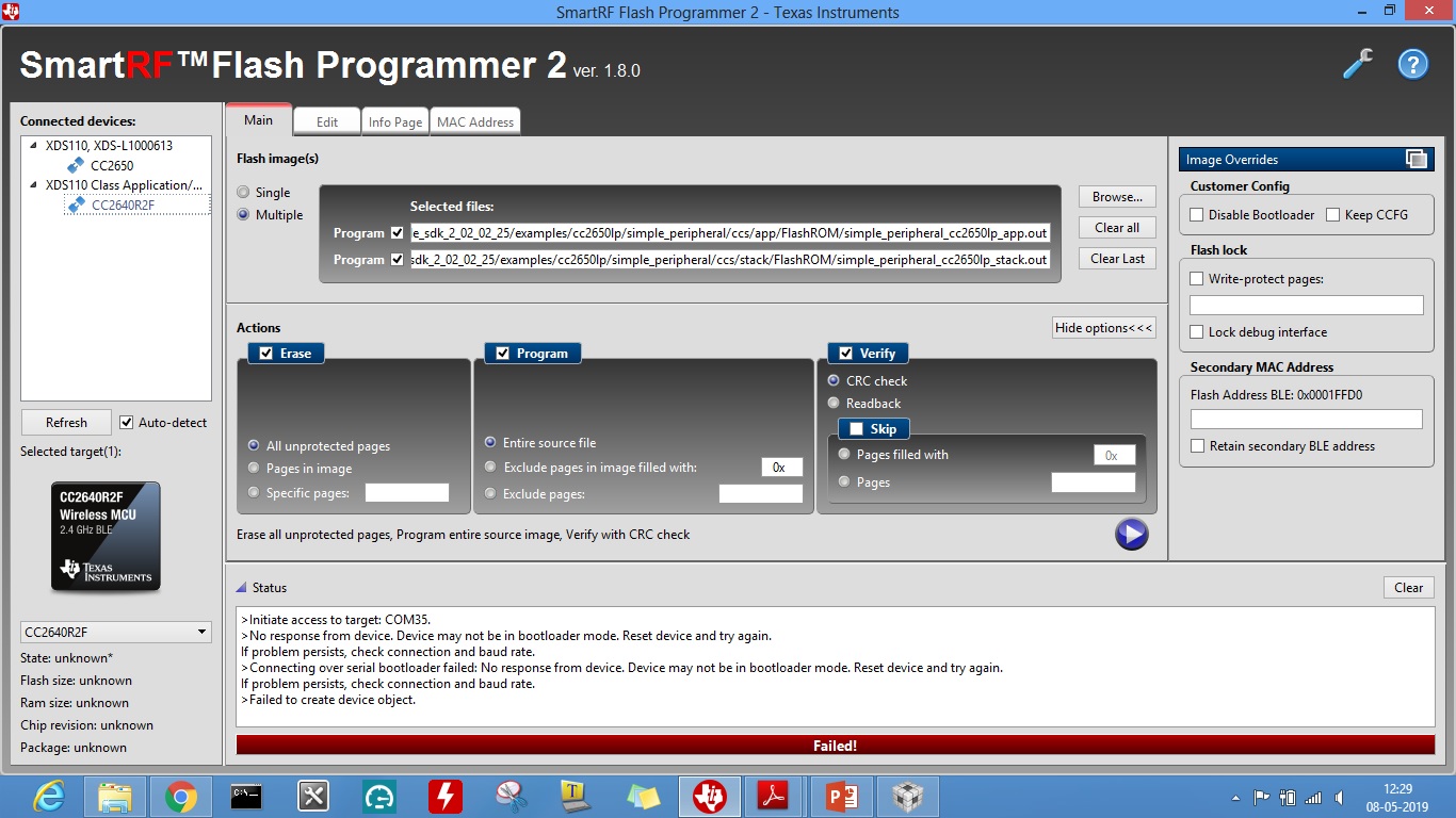 CC2640R2F: Programming & Data communication issue - Bluetooth forum - Bluetooth®︎ - TI E2E ...