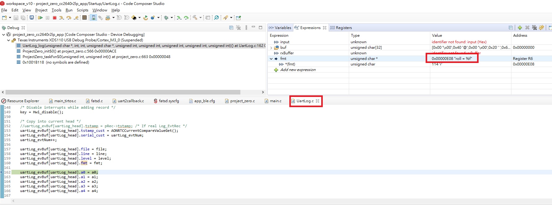 CC2640R2F-Q1: Trying to print Float values using Log_info1 - Bluetooth forum - Bluetooth®︎ - TI ...