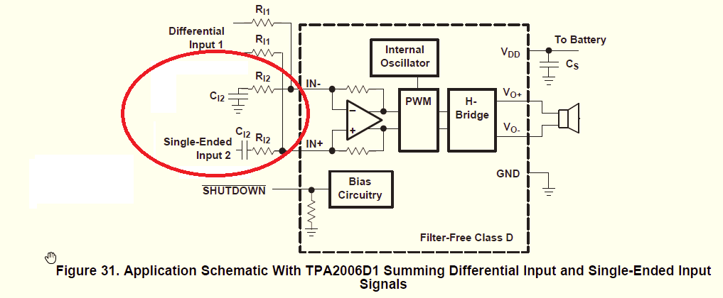 TPA2006D1 input connecton - Audio forum - Audio - TI E2E support forums