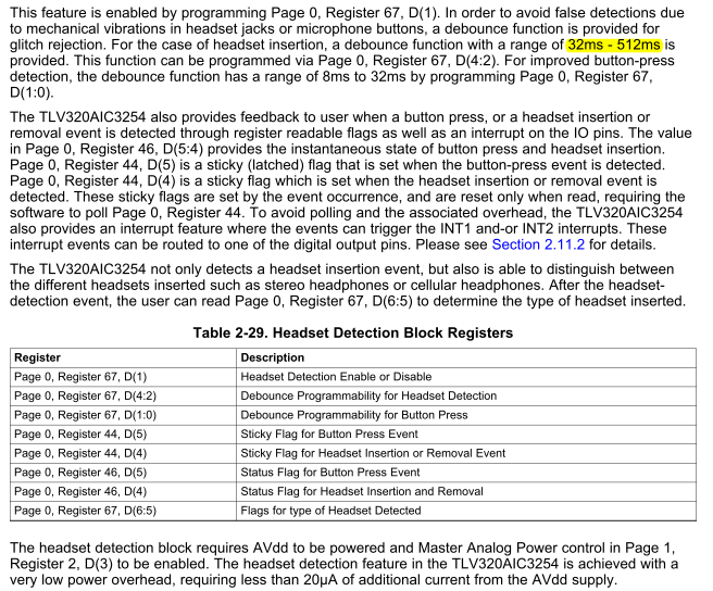 Aic3254 Headset Detection Audio Forum Audio Ti E2e Support Forums
