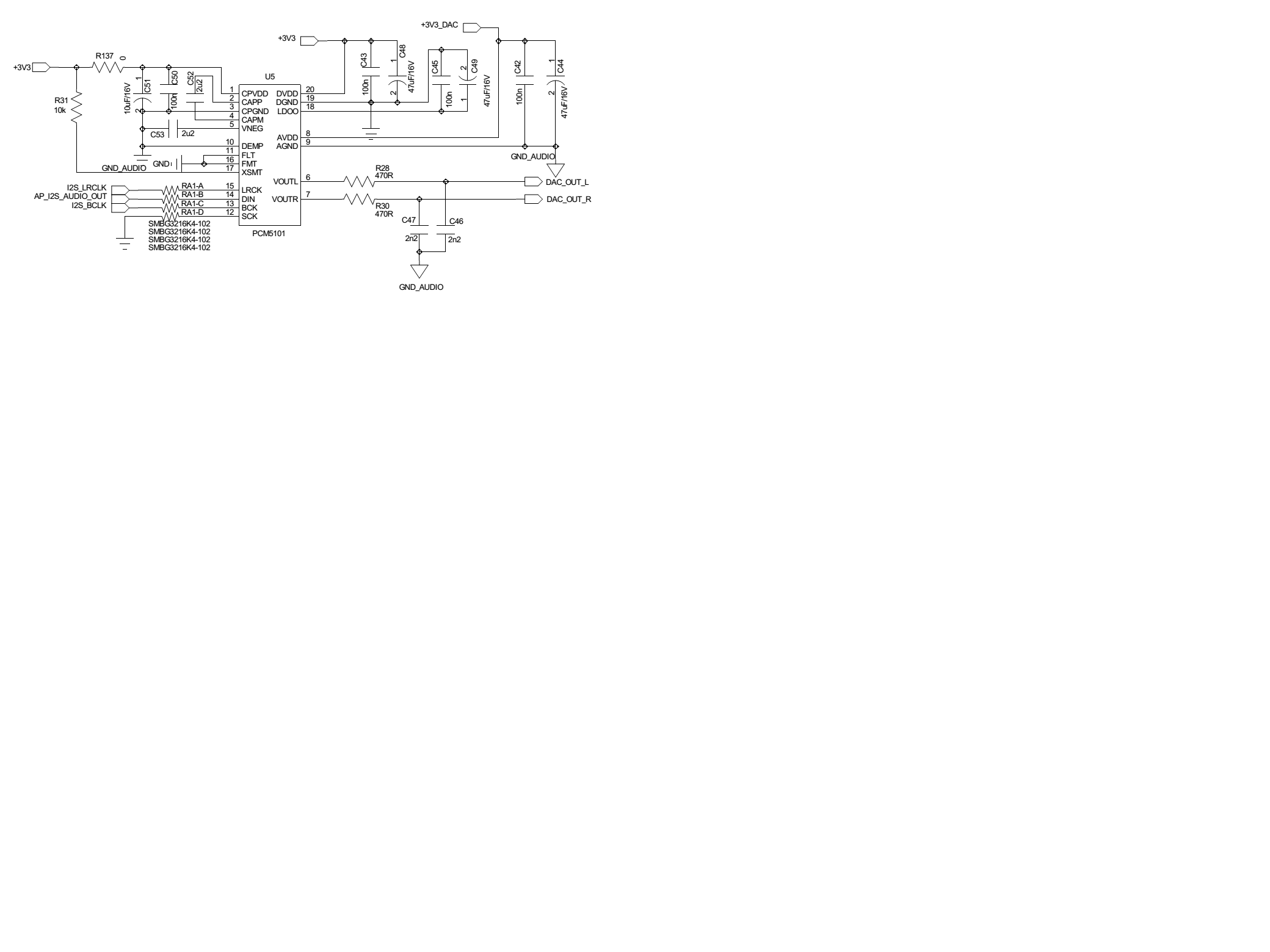 PCM5101A: When pcm5101a outputs full amplitude sine wave and the load reaches 3k, the waveform ...