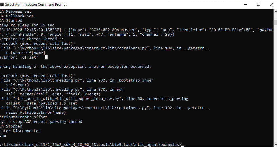 BOOSTXL-AOA: Error after first measurement: KeyError: Offset - Other ...