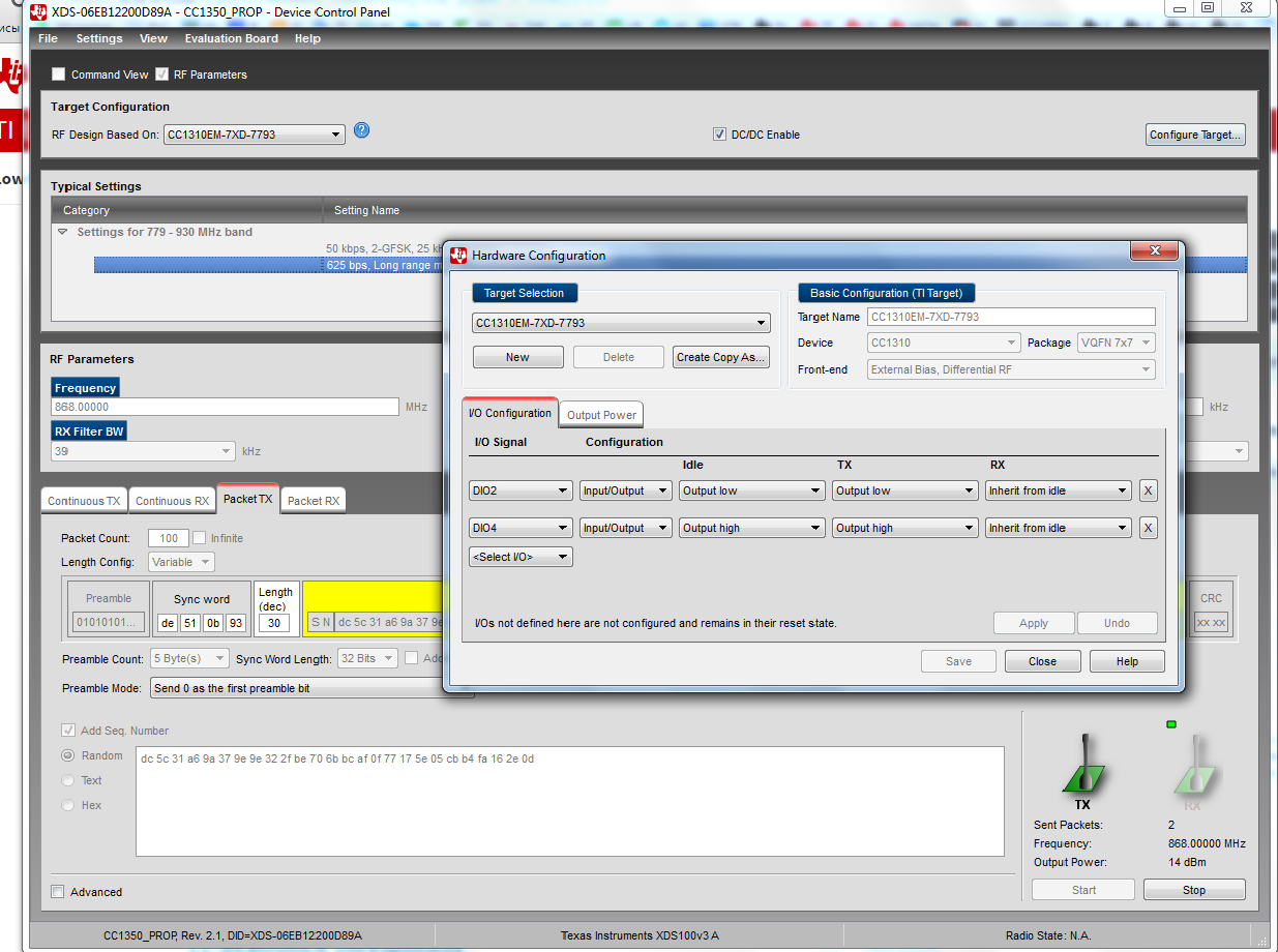 How to use SmartRF Studio 7 v2.4.2 "Configure Target..." menu? - Other ...