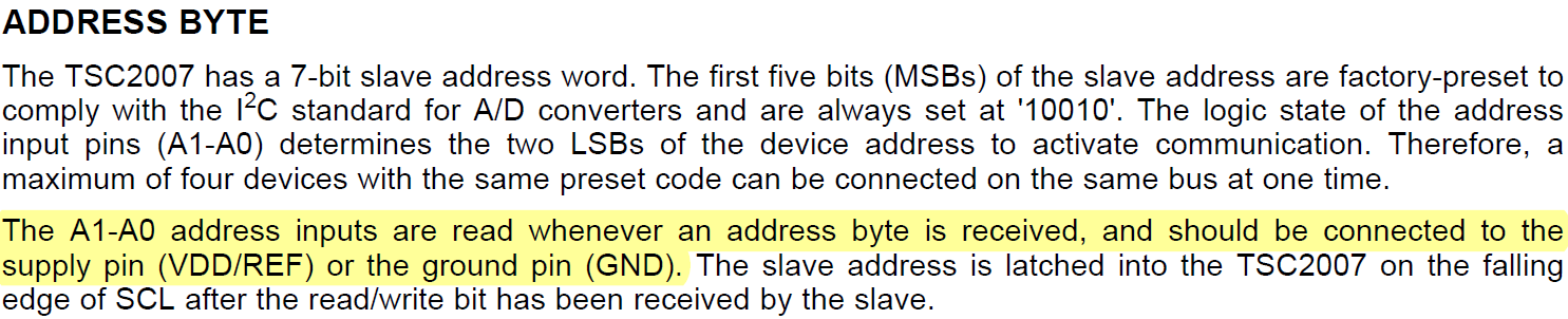 TSC2007: About output type of 13pin(A1) and 14pin(A0) - Data converters forum - Data converters ...
