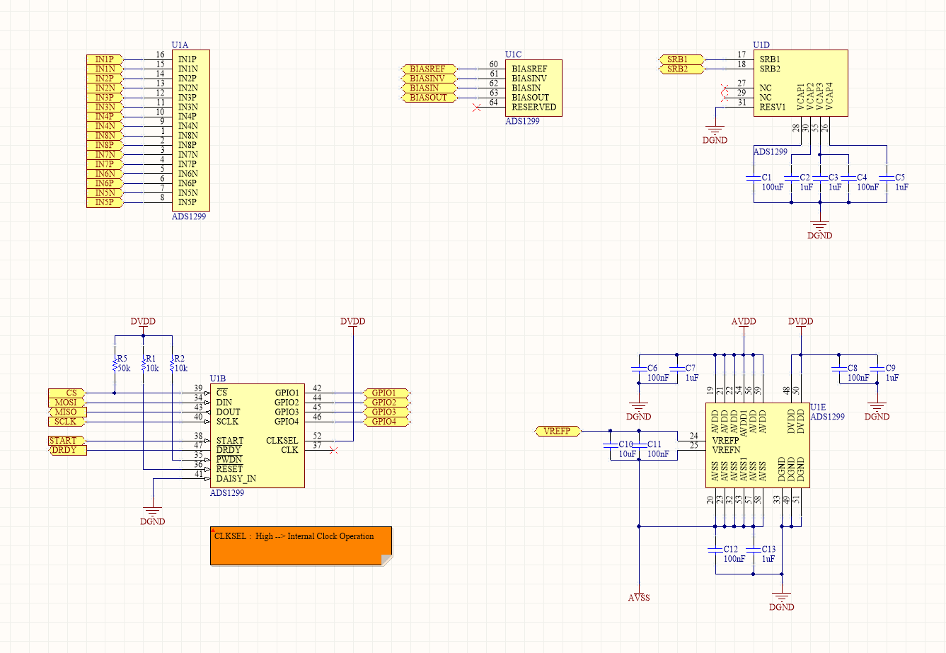 Ads1299 Vrefp And Vcap1 Is Not Rising The System Is Powered With Bi Polar Supply 25v 25v