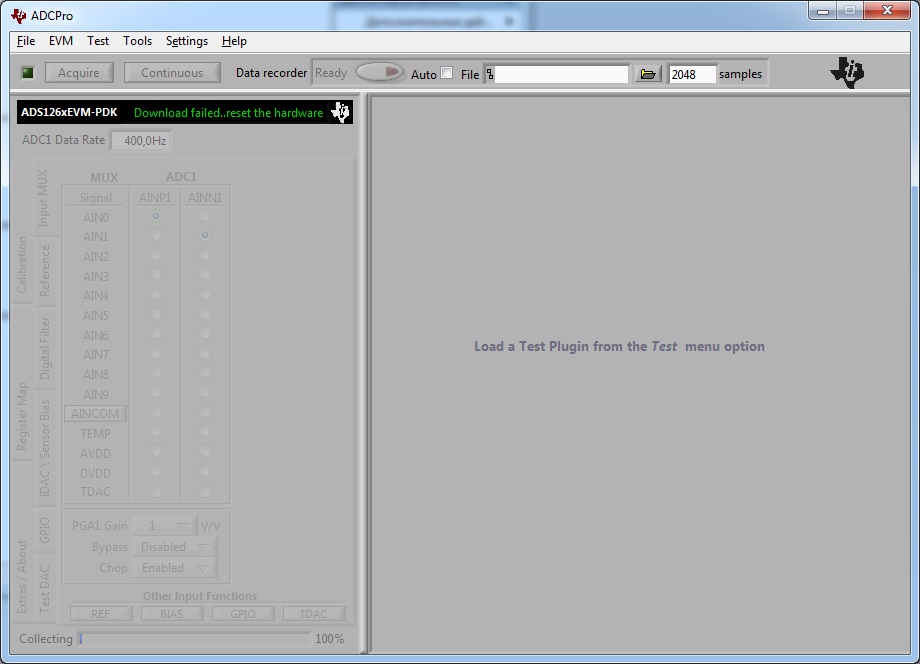 ADS1262EVM-PDK: Launch problems - Data converters forum - Data converters - TI E2E support forums
