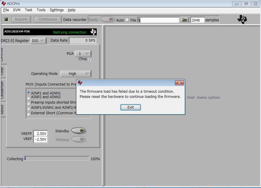 Inquiry Regarding Adcpro Usage For Ads1282evm Data Converters Forum Data Converters Ti E2e