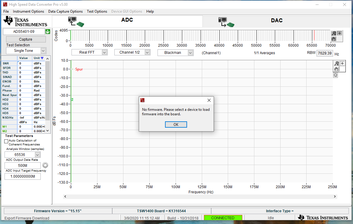 ADS5407EVM: High Speed Data Converter Pro v5.00 ADC Setup - Data ...