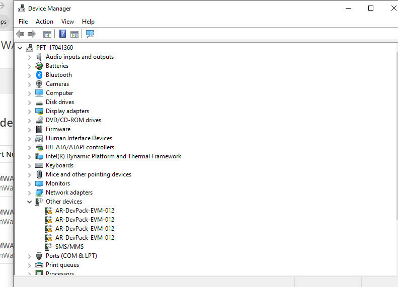 TSW1400EVM: port not detected and awr1642 not formating - Data converters forum - Data ...