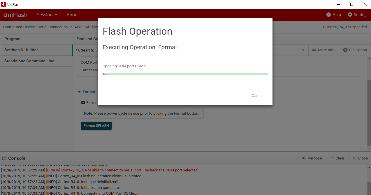 TSW1400EVM: port not detected and awr1642 not formating - Data converters forum - Data ...