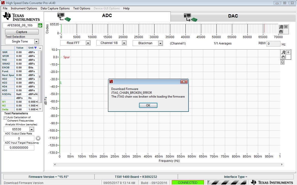TSW1400EVM: AFE5809 + TSW1400 - not working - Data converters forum - Data converters - TI E2E ...