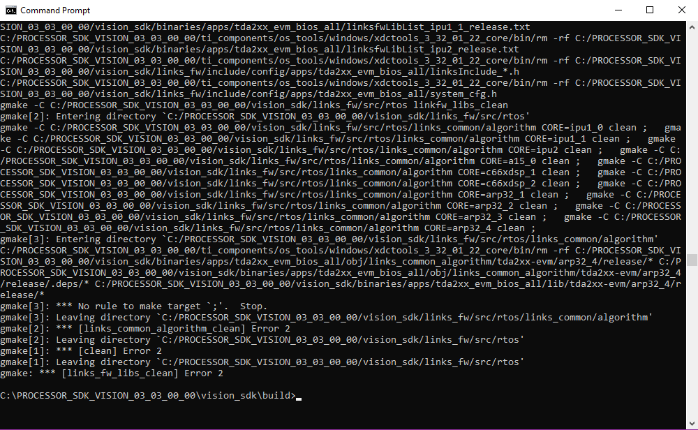 Rtostda2pxevm Vision Sdk 03030000 Build Error Processors Forum Processors Ti E2e 