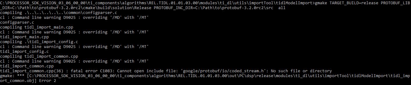 Tda2evm5777 Issues In Rebuilding Tidl Import Tool Both Using Command And Bash File Processors 6342