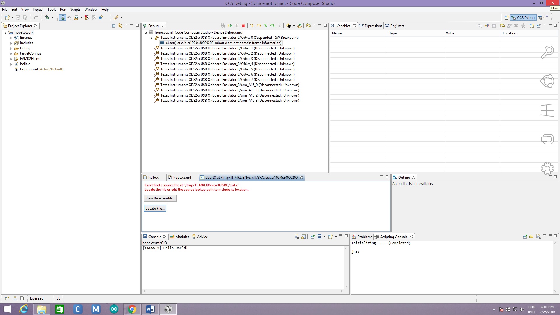 Unable to connect to target evmk2h using CCS - Processors forum - Processors - TI E2E support forums