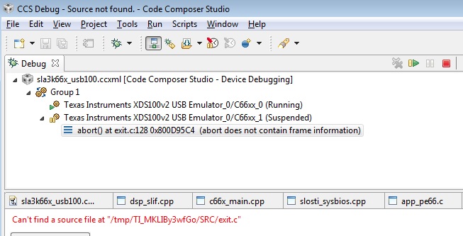 abort() at exit.c - abort does not contain frame information ...