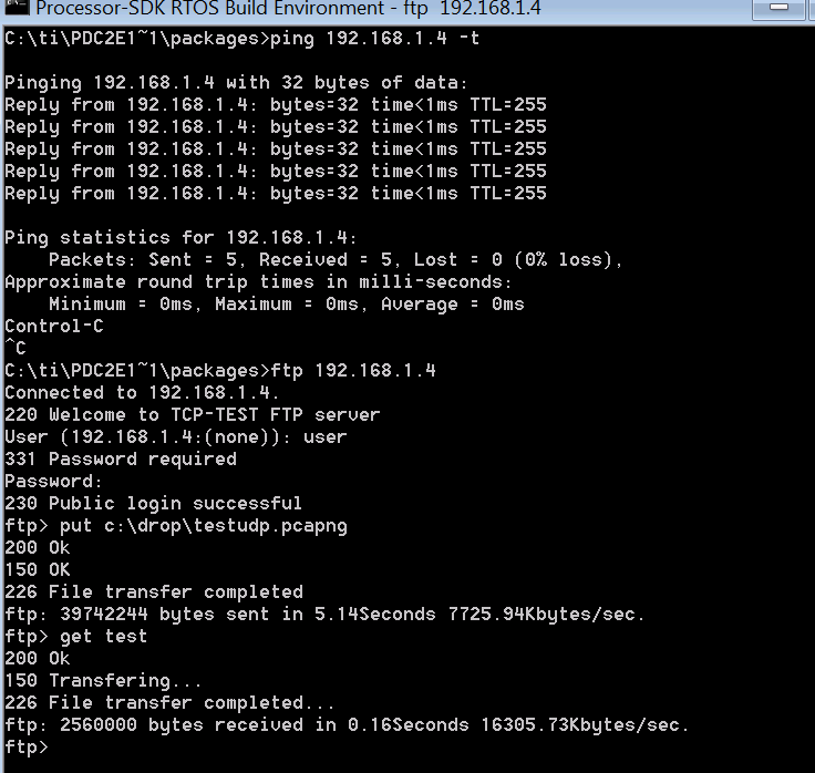 Rtosevmk2g Can Not Connect Or Ping The Evm Using Nimuftpexampleevmk2garmexampleproject