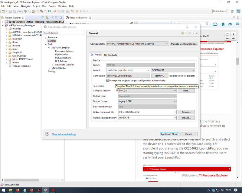 CCSTUDIO: CCSv4 to CCSv8 - Processors forum - Processors - TI E2E ...