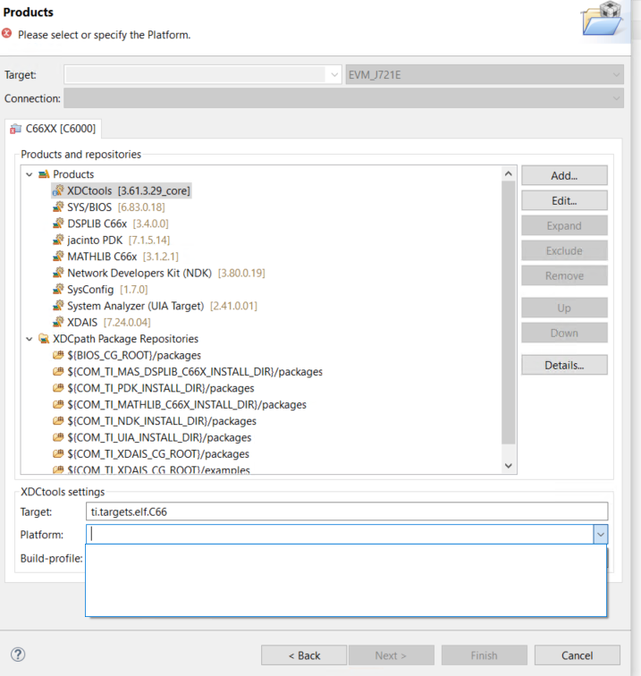 TDA4VM: can't create SYS/BIOS project - Processors forum - Processors - TI E2E support forums