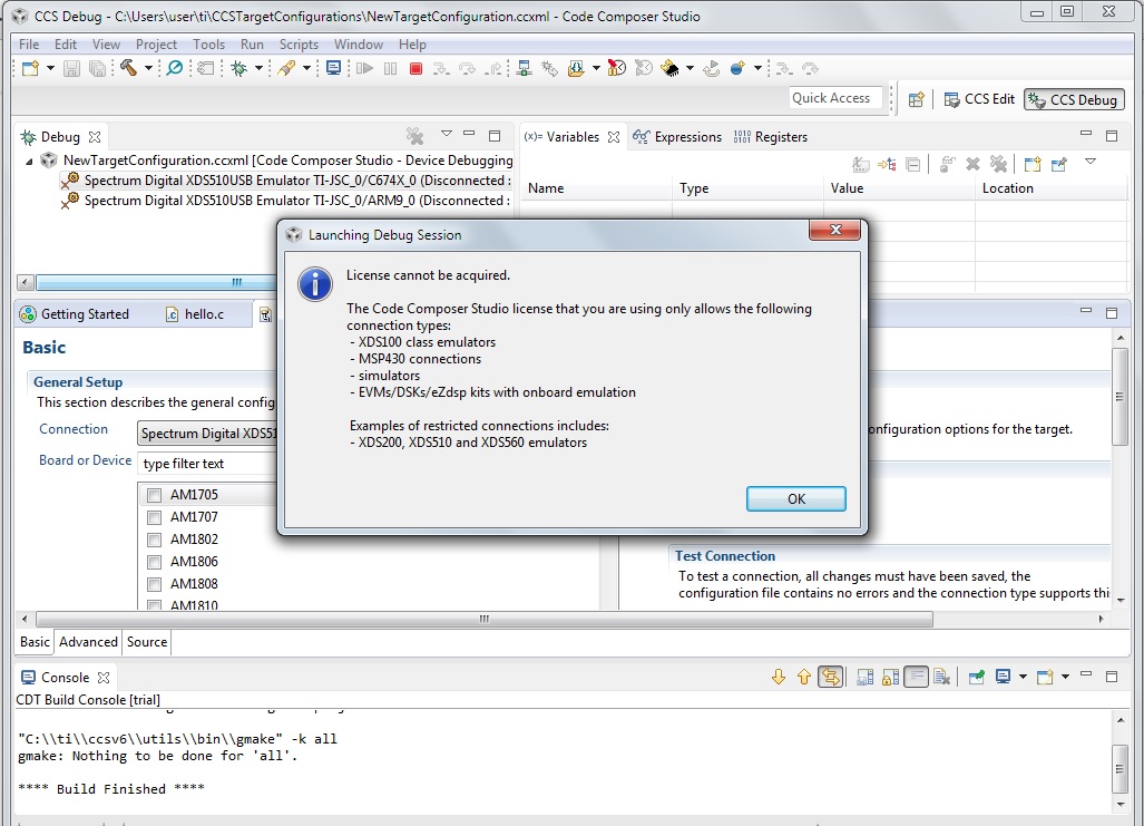 Cannot connect to C674XP and ARM9 of OMAP L137 - Processors forum - Processors - TI E2E support ...