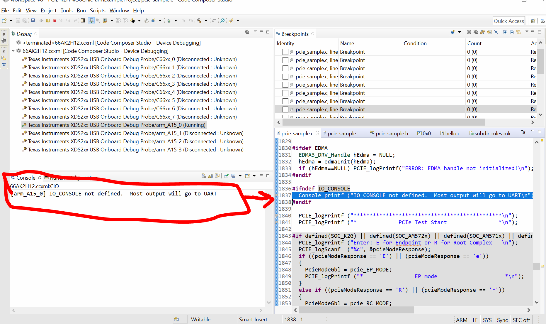 Rtos66ak2h12 Pcie Example Not Printing To C Processors Forum