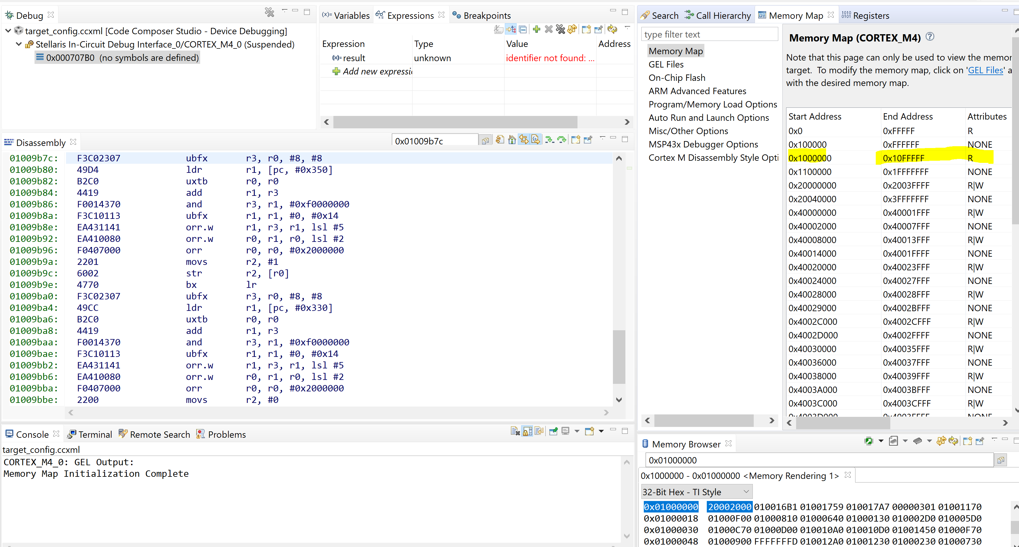 CCS/EK-TM4C1294XL: Memory Map Prevented reading 0X01009B7C - Code Composer Studio forum - Code ...