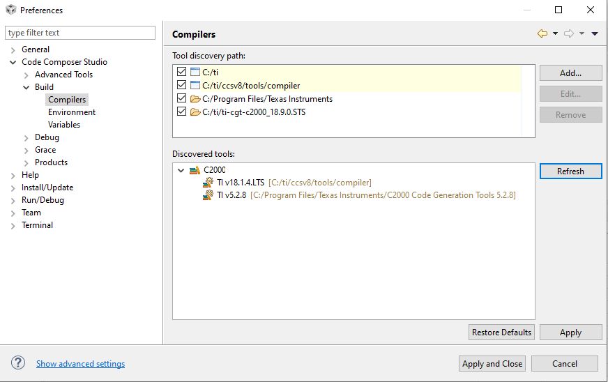 Ccscodecomposer C2000 Codxe Generation Tool Version 189 Not Recognized By Ccs Code Composer