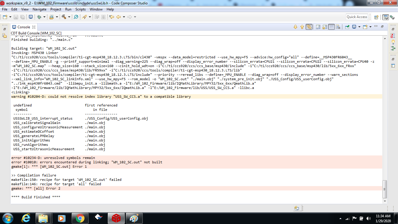 CCS/MSP430FR6043: USSSWLib_template_example project compatibility issue - Code Composer Studio ...