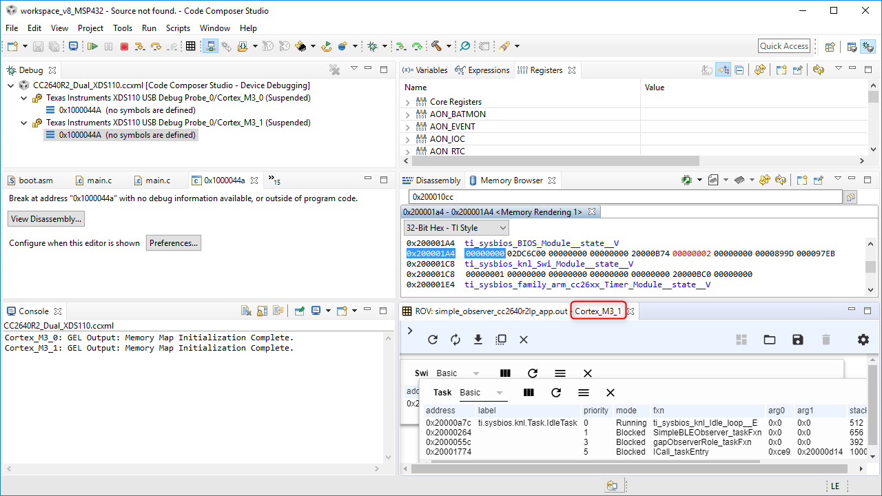 CCS/CC2640R2F: Debugging using ROV on daisy chained devices. - Code Composer Studio forum - Code ...