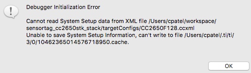 CCS/CODECOMPOSER: Unable to download Stack or App code to Sensortag (MAC user) - Code Composer ...