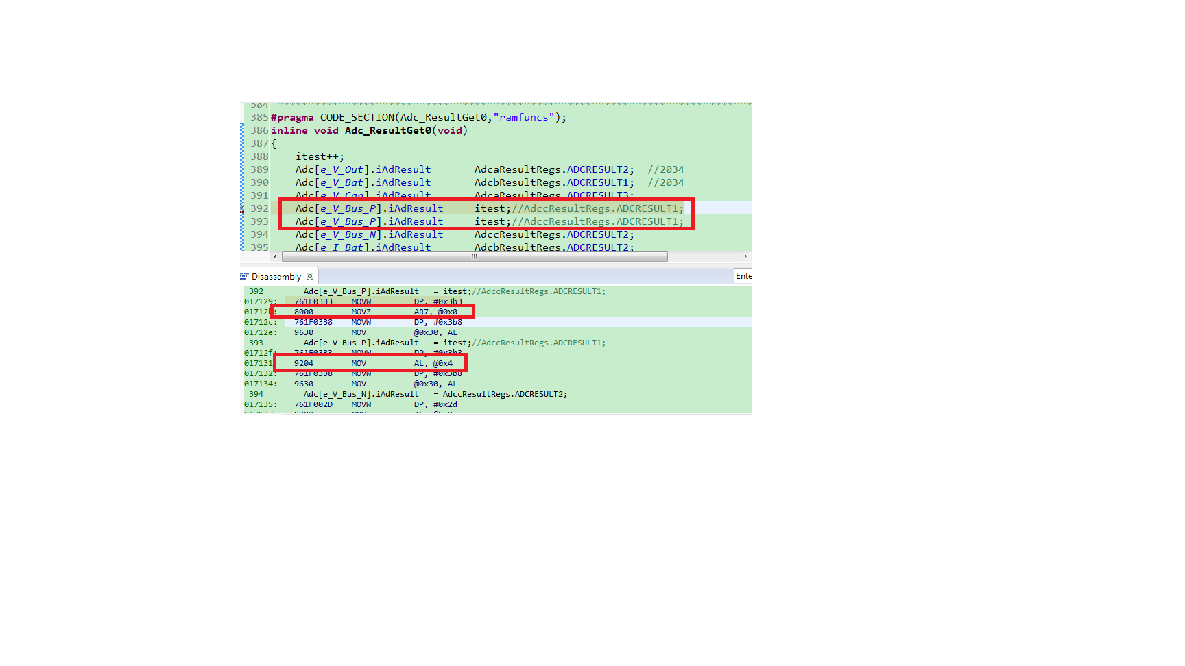 Compiler/TMS320F28377S: CPU access the wrong address for variables ...