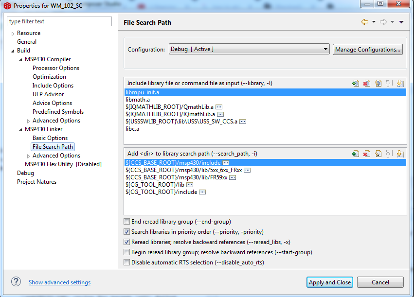 CCS/MSP430FR6043: USSSWLib_template_example project compatibility issue - Code Composer Studio ...