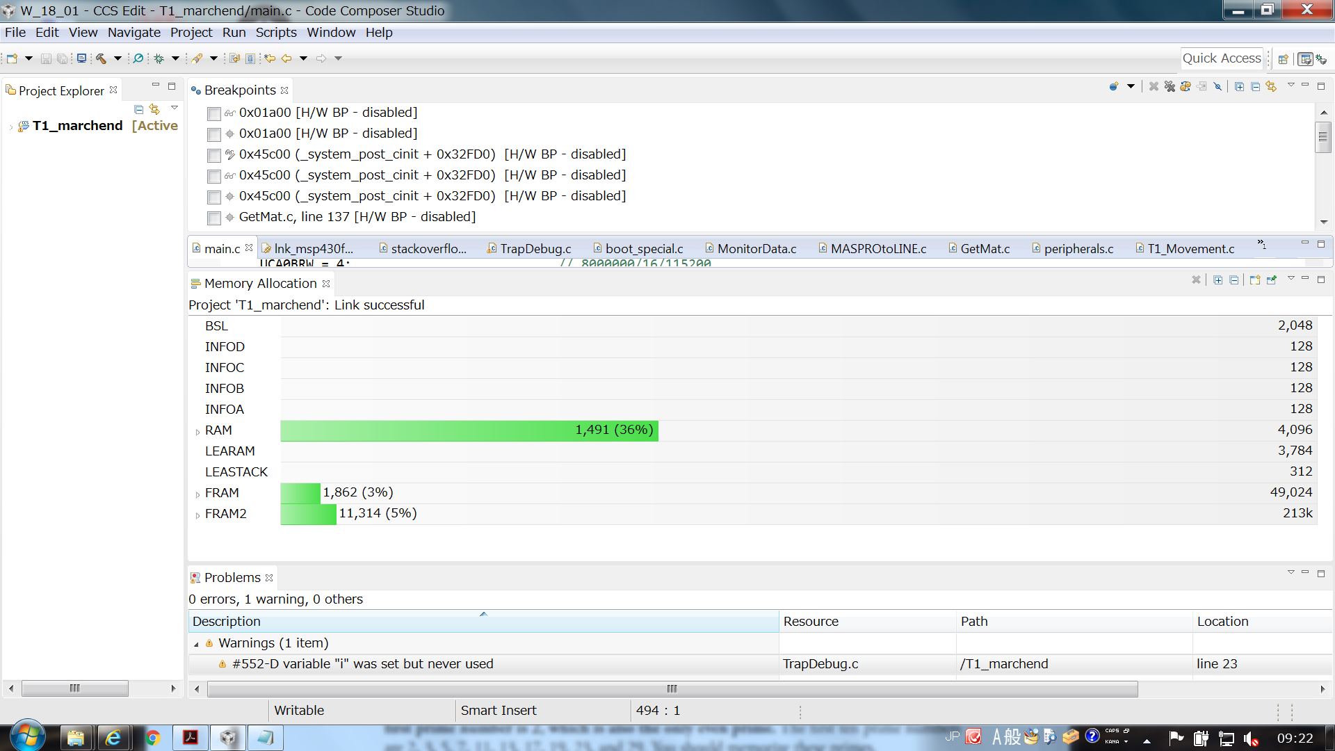 CCS/MSP430FR59941: Debugging Vacant Memory Access - Code Composer Studio forum - Code Composer ...