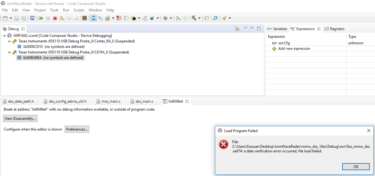 CCS/IWR1642BOOST: Nothing works after the ccs revision. - Code Composer Studio forum - Code ...
