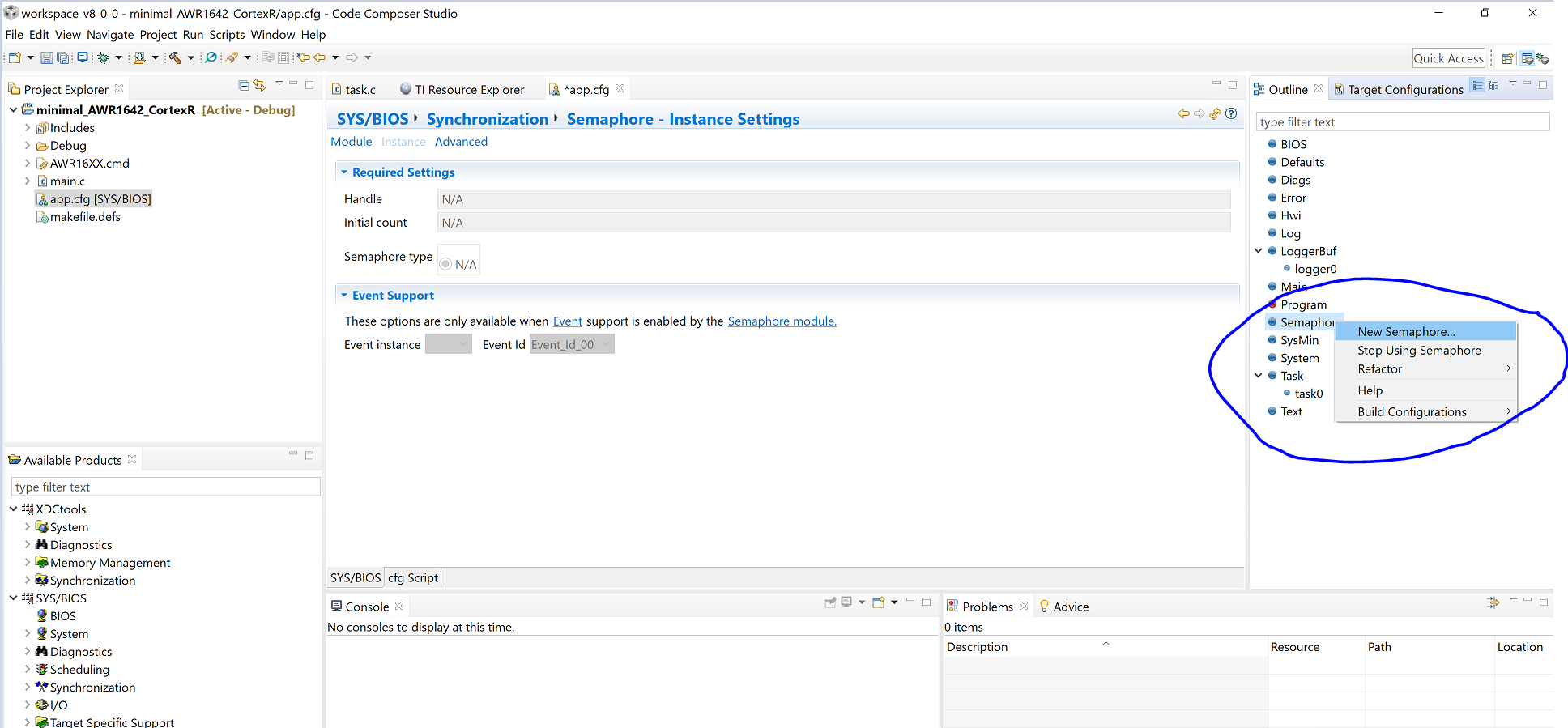 CCS/LAUNCHXL-CC2650: Unable to create a semaphore - Code Composer Studio forum - Code Composer ...