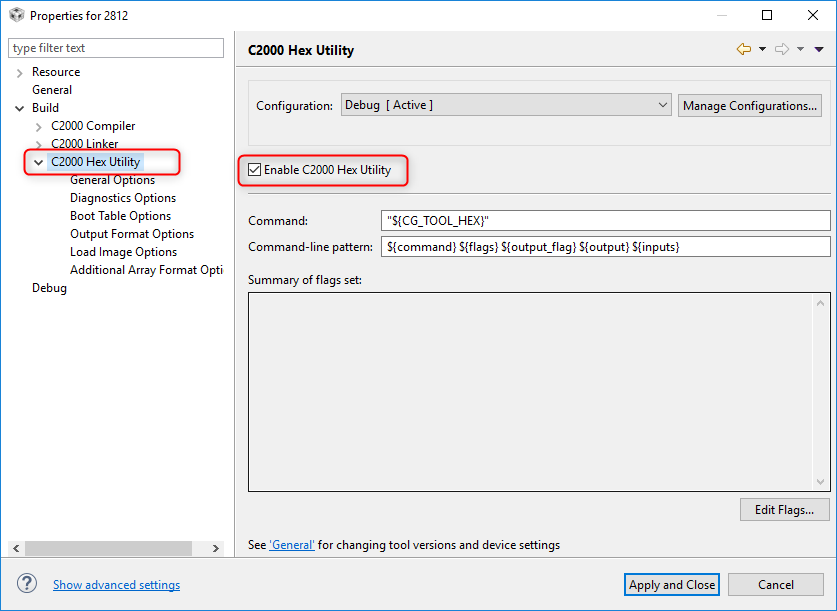 CCS: How to create .hex file after build? - Code Composer Studio forum - Code Composer Studio™︎ ...