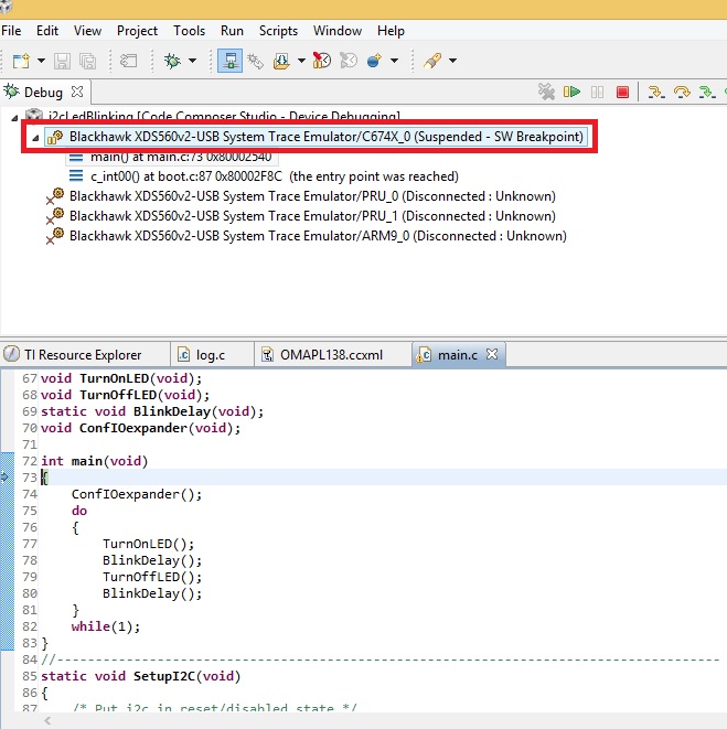 Cant Debug Example Project Log Example Ccs V55 Omap L138 Using Sysbios Code Composer