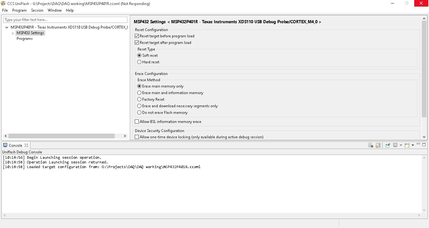 FLASHING MSP432 USING UNIFLASH - Code Composer Studio forum - Code Composer Studio™︎ - TI E2E ...