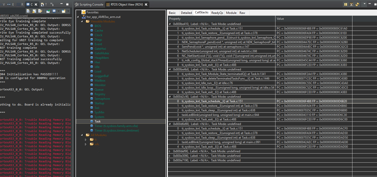 CCS/AM6548: Unable to see list of tasks in ROV - Code Composer Studio forum - Code Composer ...