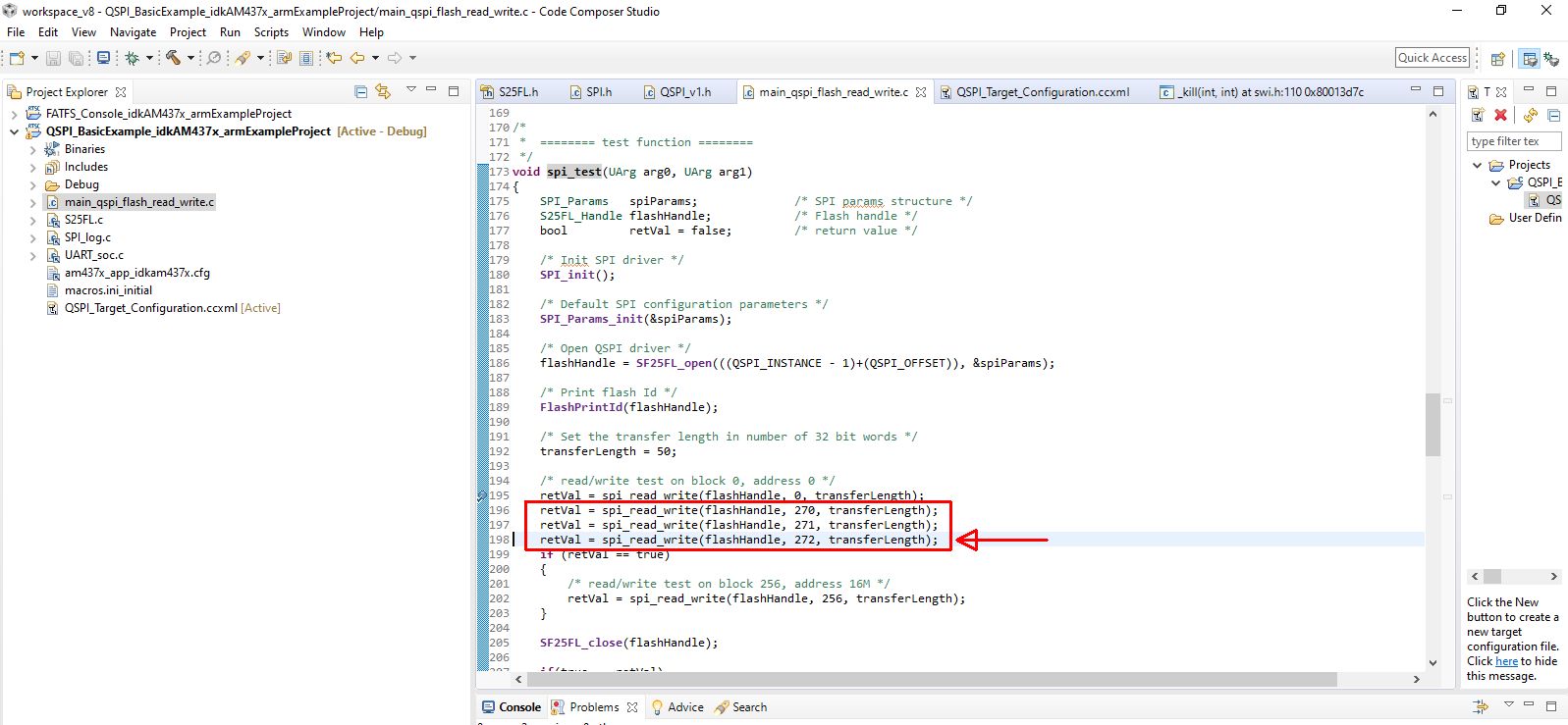 PROCESSOR-SDK-AM437X: Software crash in "QSPI_BasicExample_idkAM437x_armExampleProject" - Code ...