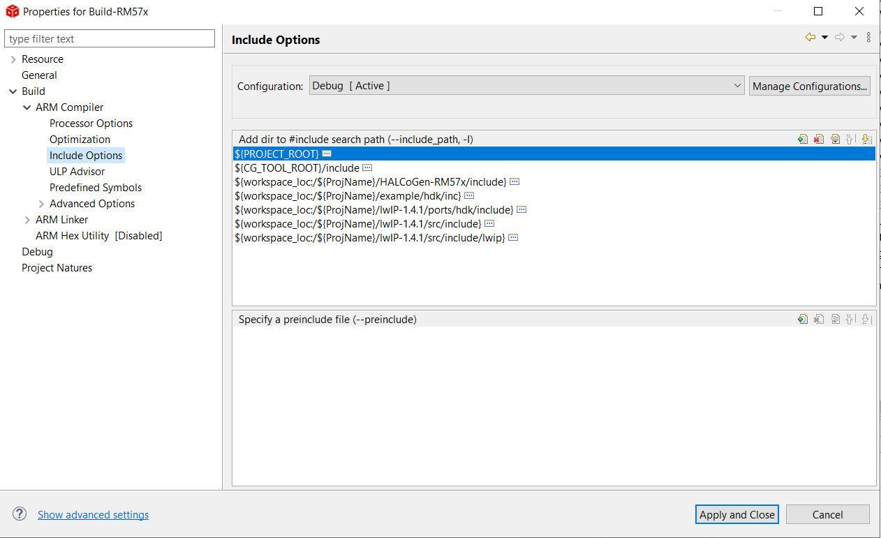 CCS/RM57L843: LwIP demo example build issues - Code Composer Studio forum - Code Composer Studio ...
